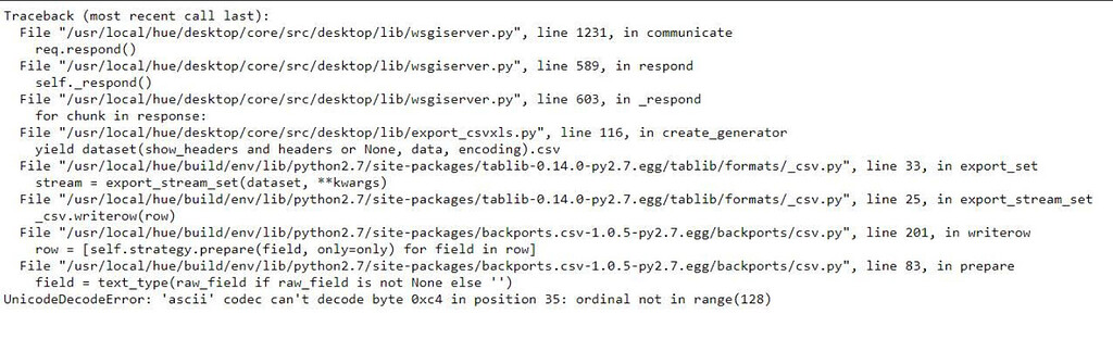 CSV export with non-unicode data - Hue Discourse