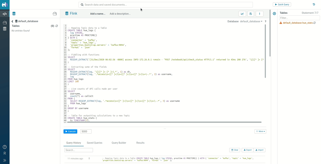SQL Querying a log Stream and outputting Calculations to another Stream - News - Hue Discourse