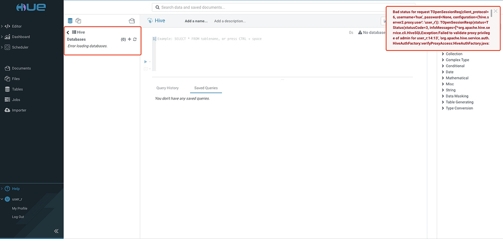 Hue With Ldap And Hive Error Failed To Validate Proxy Privilege Of Admin For Userw1413 4663